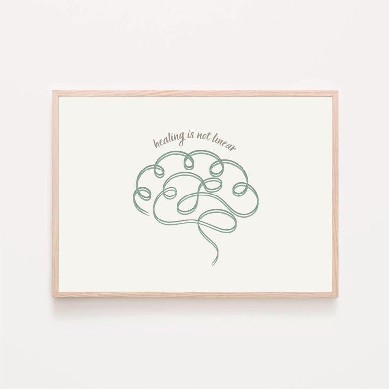 Healing is Not Linear Brain Line Art Psychology Mental Health Therapy ...