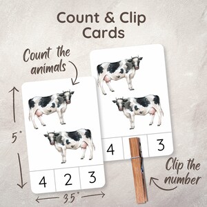 Farm Animals Count and Clip Cards, Counting 1-10, Number Flash Cards ...