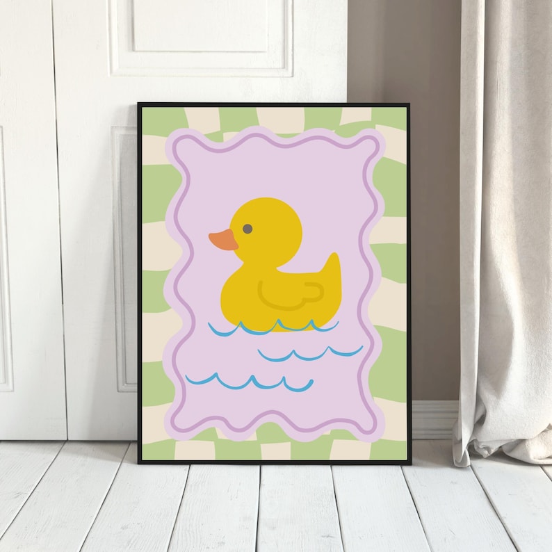 Rubber Duck Print Bathroom Wall Art Colorful Ducky Bath Printable Cute ...