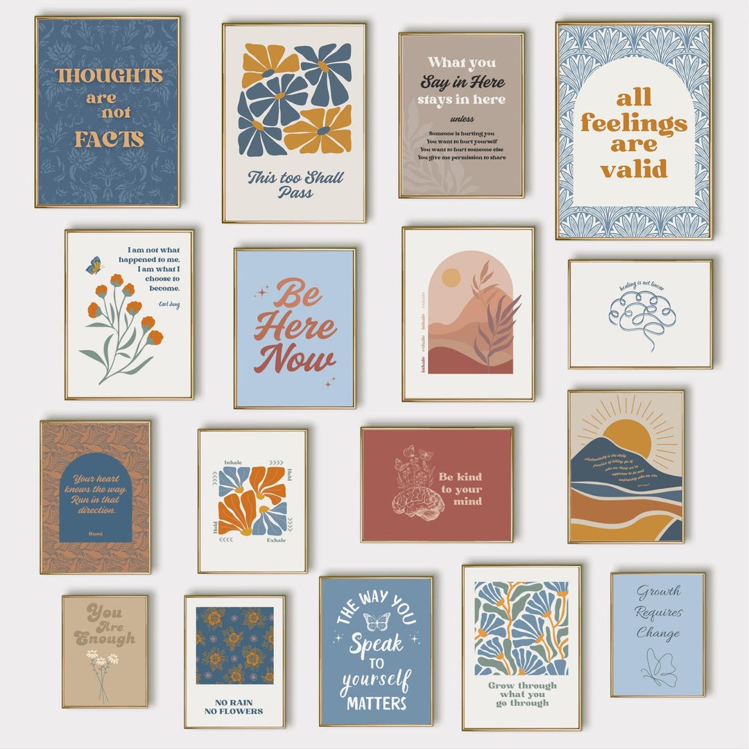 Set of 25 Mental Health Prints Bundle Positive Inspirational Quotes ...