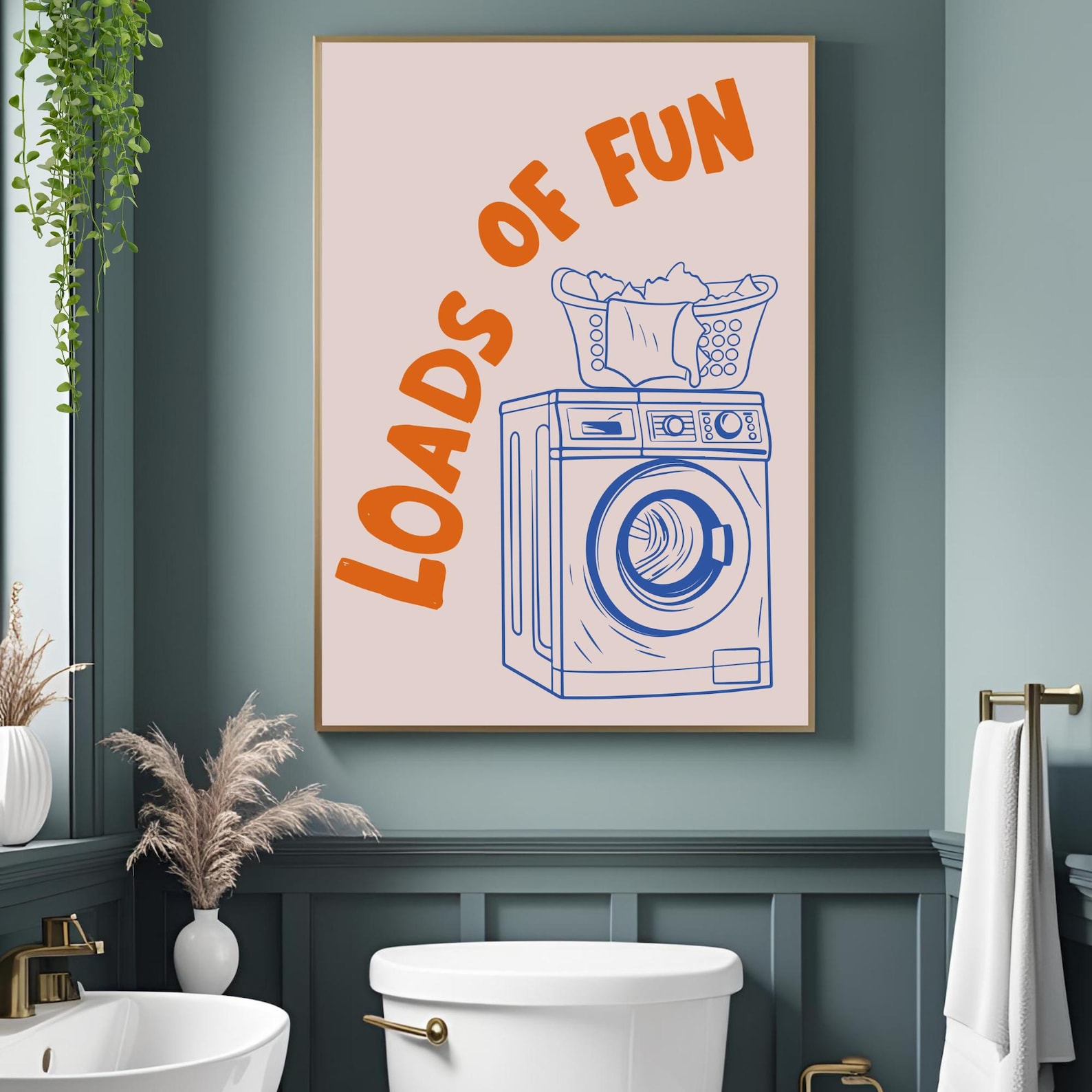 Loads of Fun Print Laundry Room Sign Funny Laundry Humor Art Wall Decor ...