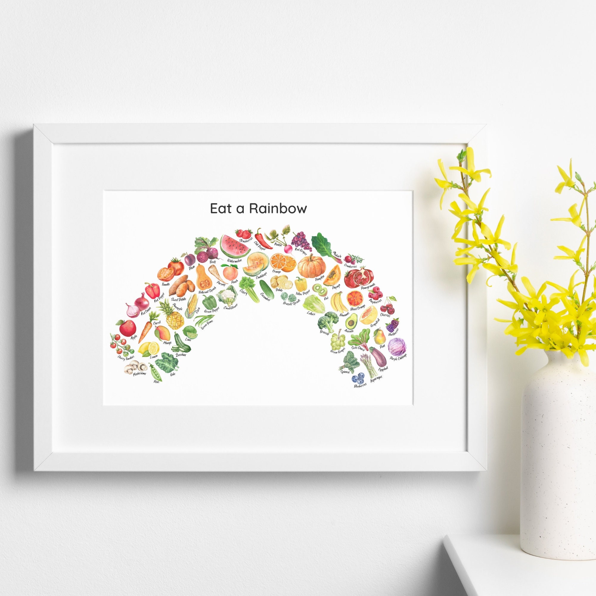 Fruits Vegetables Poster Eat a Rainbow Print Kids Playroom Printable ...