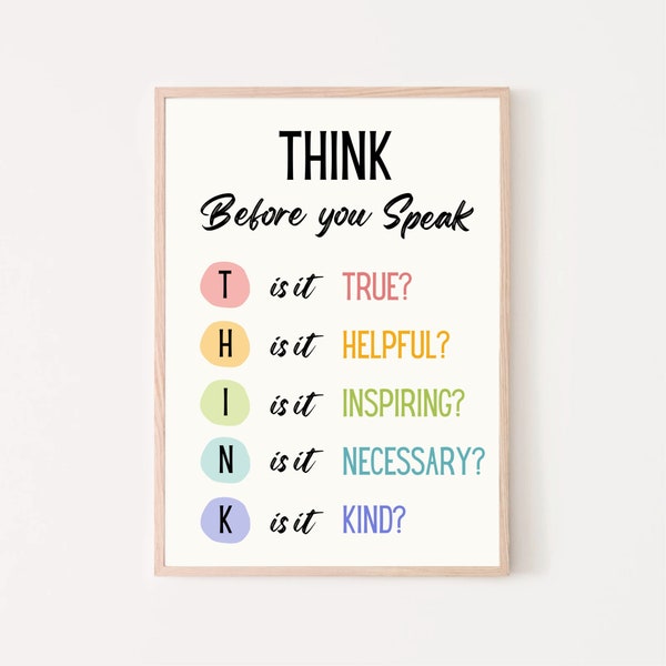 Think Before You Speak Poster - Etsy