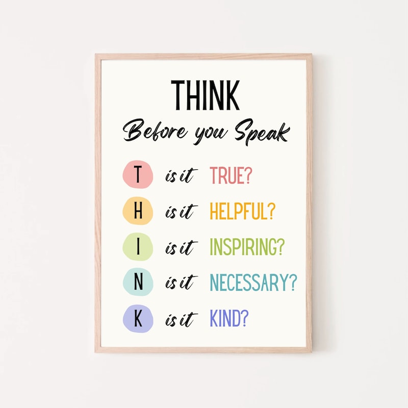 Think Before You Speak Poster - Etsy