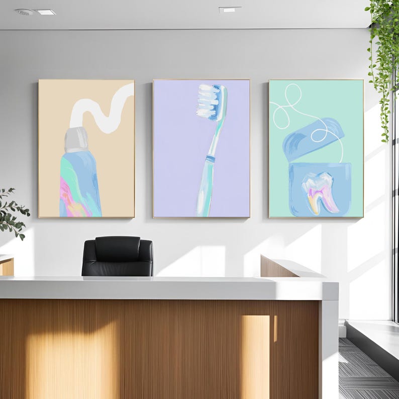Dentistry Art Prints Set of 3 Printable Modern Dental Clinic Office ...