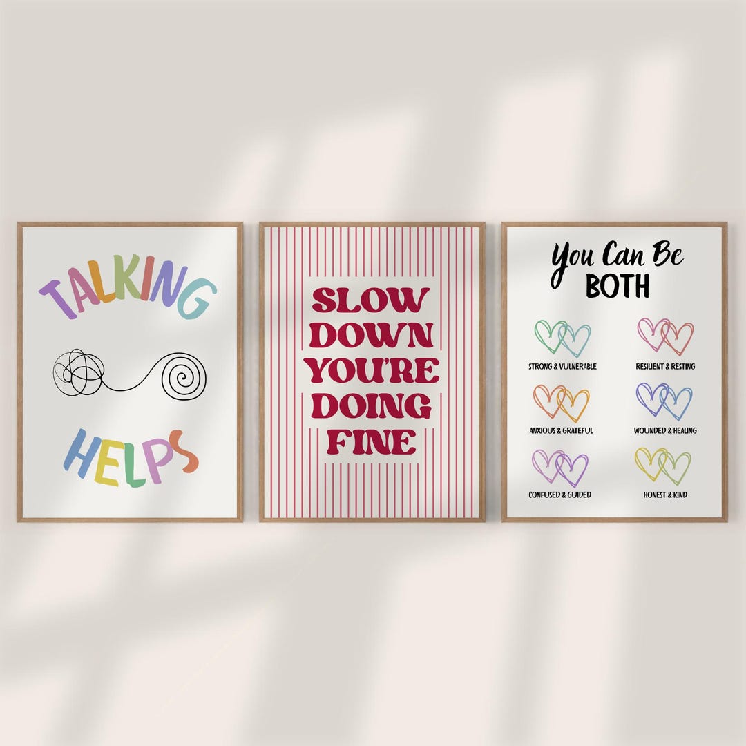 Mental Health Poster Set of 3 Prints for Therapy Office School ...