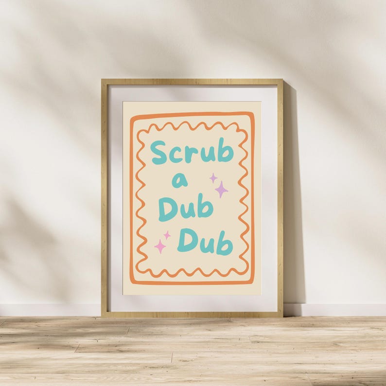 Splish Splash Scrub A Dub Dub Duck Bathroom Print Set Kids Bathtub ...