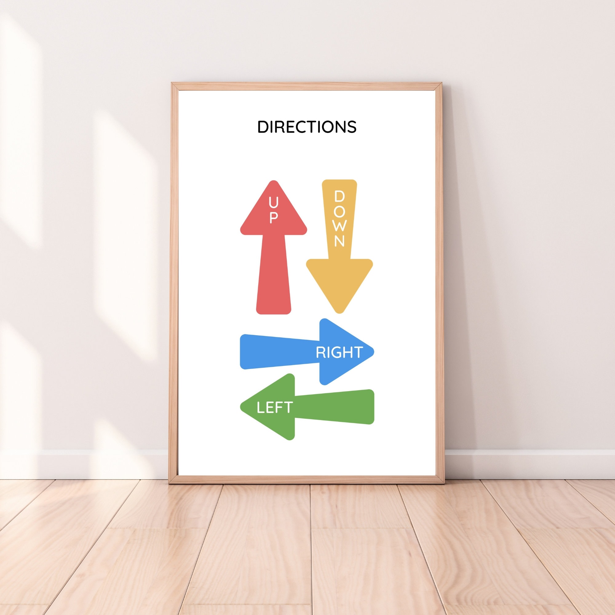 Directions Educational Poster, Rainbow Directions Print, Playroom Wall ...