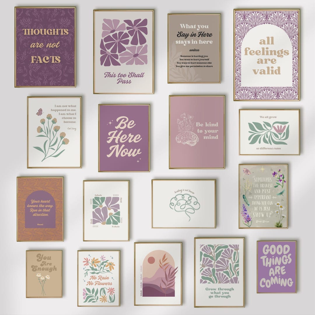 Mental Health Set of 25 Prints Therapy Counselor Office Therapist Decor ...