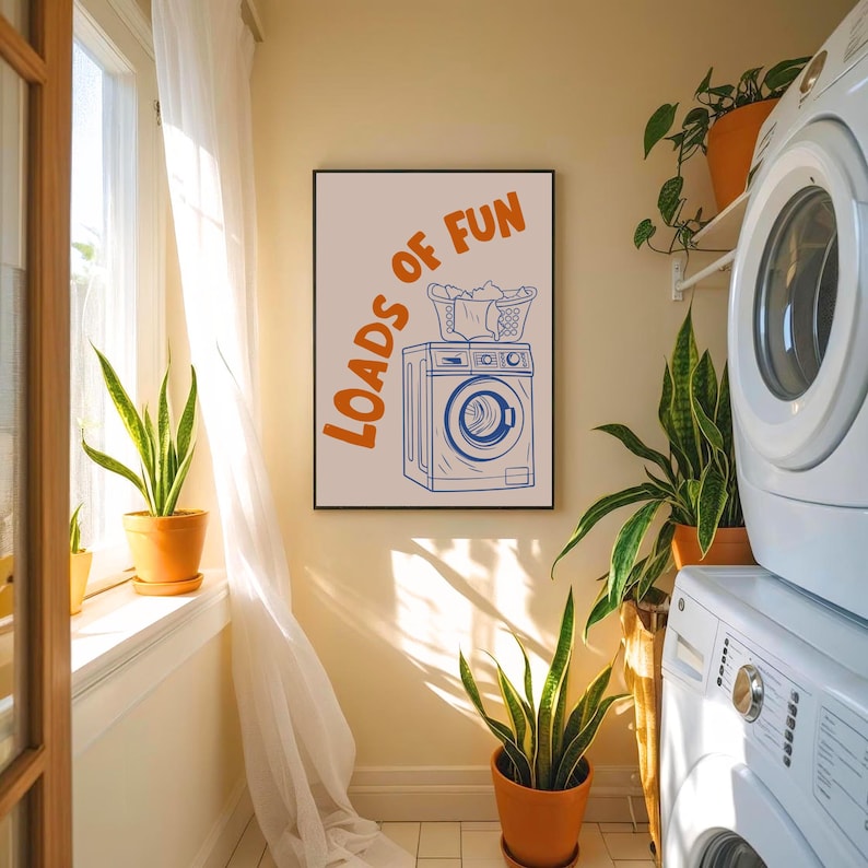 Loads of Fun Print Laundry Room Sign Funny Laundry Humor Art Wall Decor ...