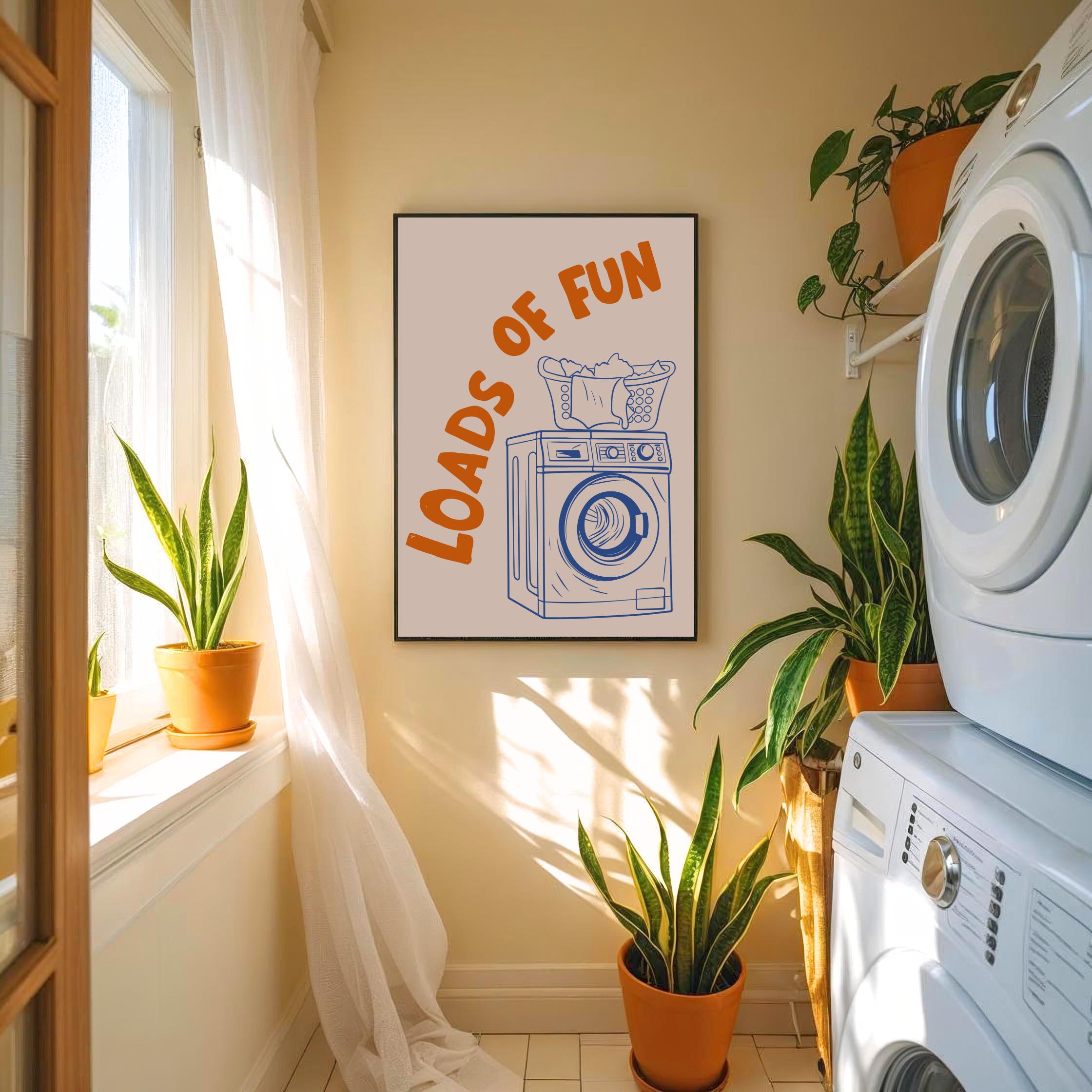 Loads of Fun Print Laundry Room Sign Funny Laundry Humor Art Wall Decor ...