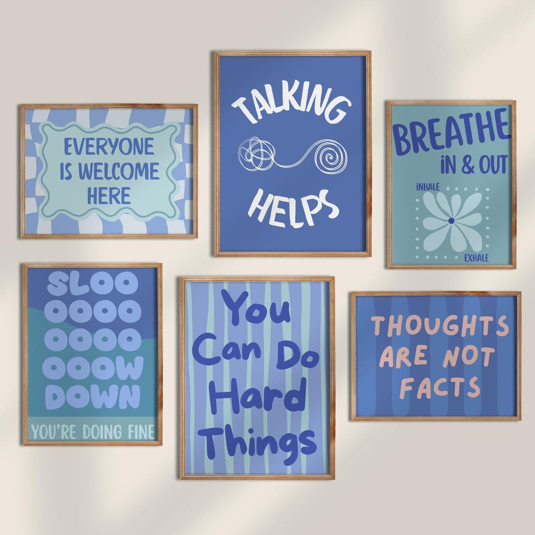 Therapy Counseling Posters Set of 6 School Counselor Therapist Office ...