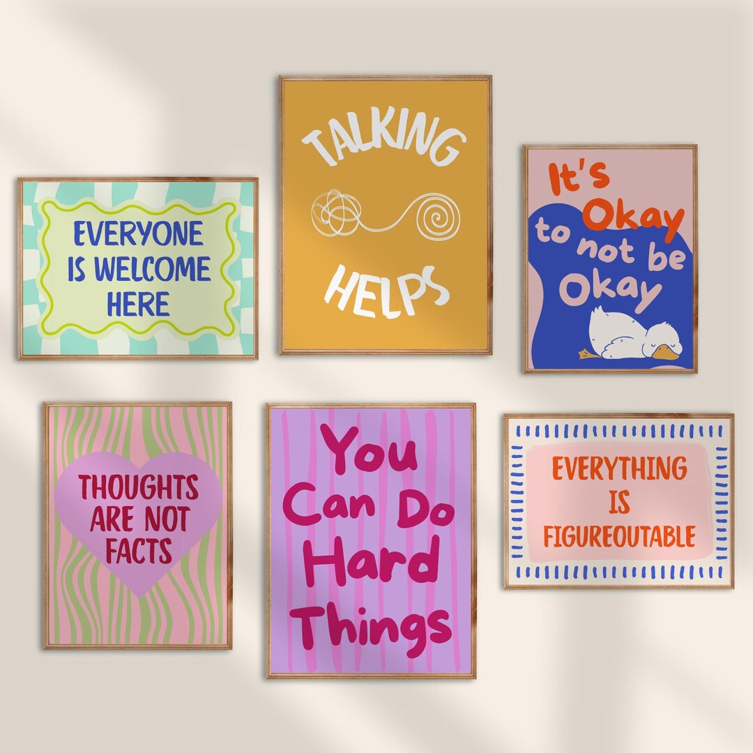 Set of 6 Therapy Counseling Posters School Counselor Therapist Office ...