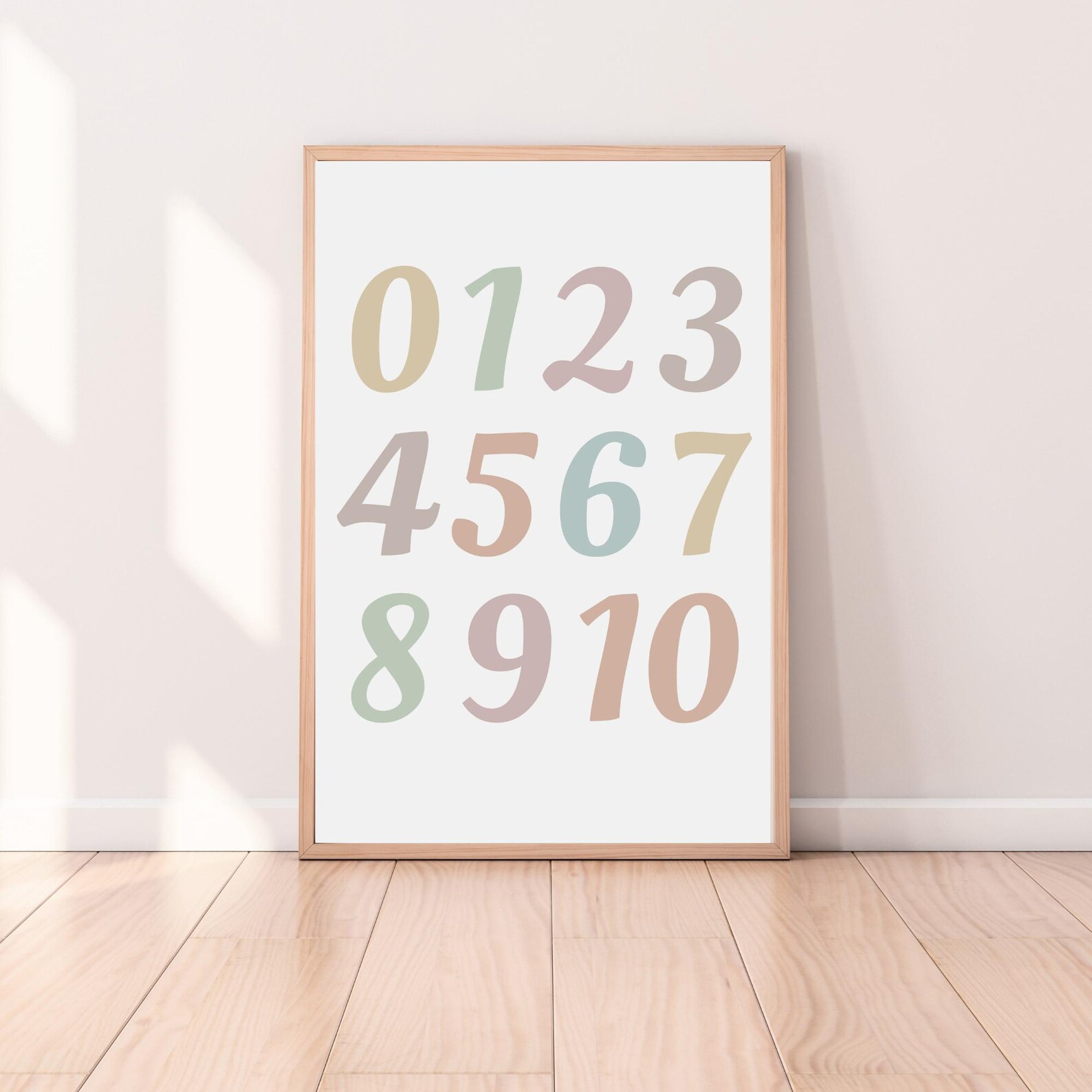1-10 Neutral Numbers Educational Poster Count Print Kids Playroom Decor ...