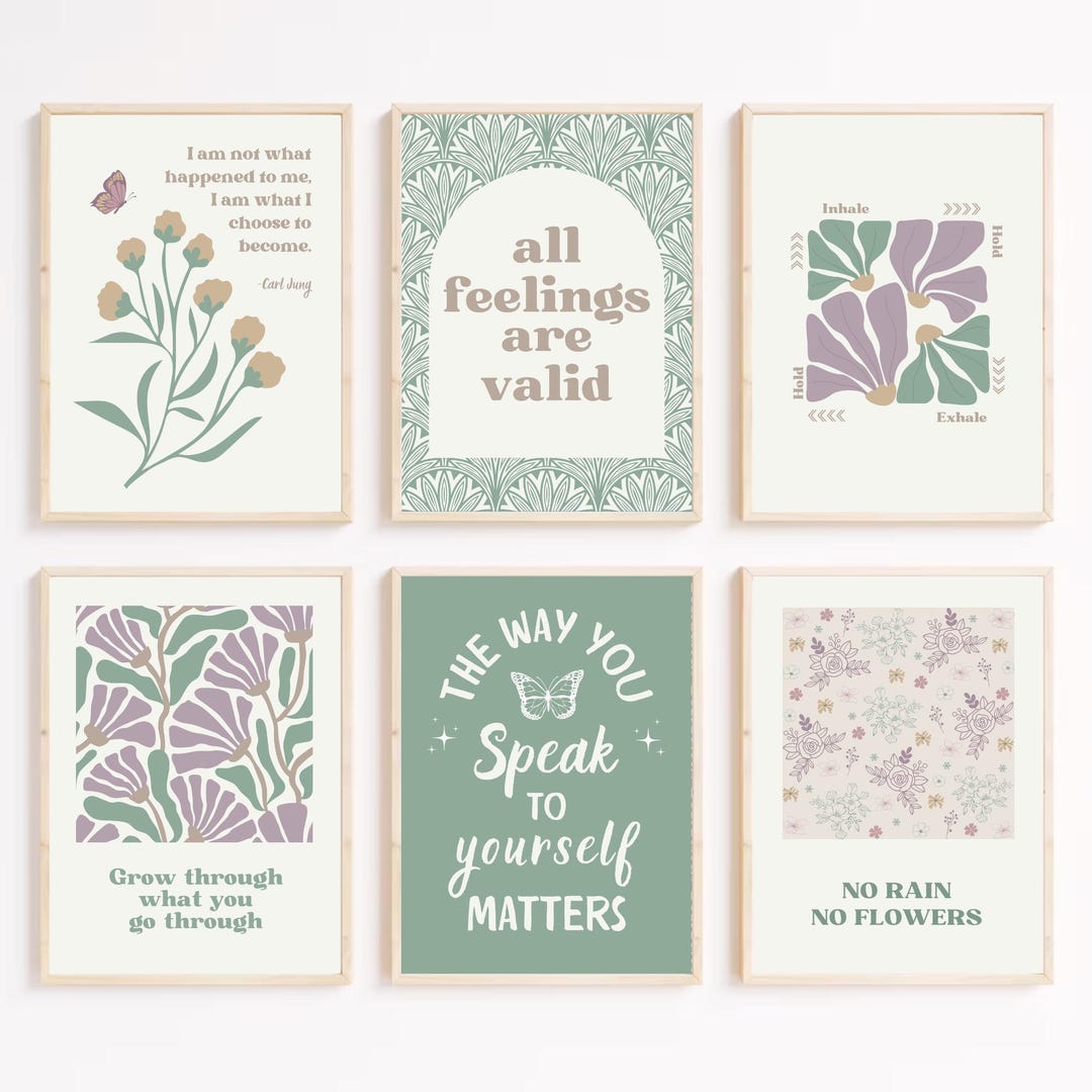 Mental Health Posters Set of 6 Gallery Prints Therapy Office Decor ...