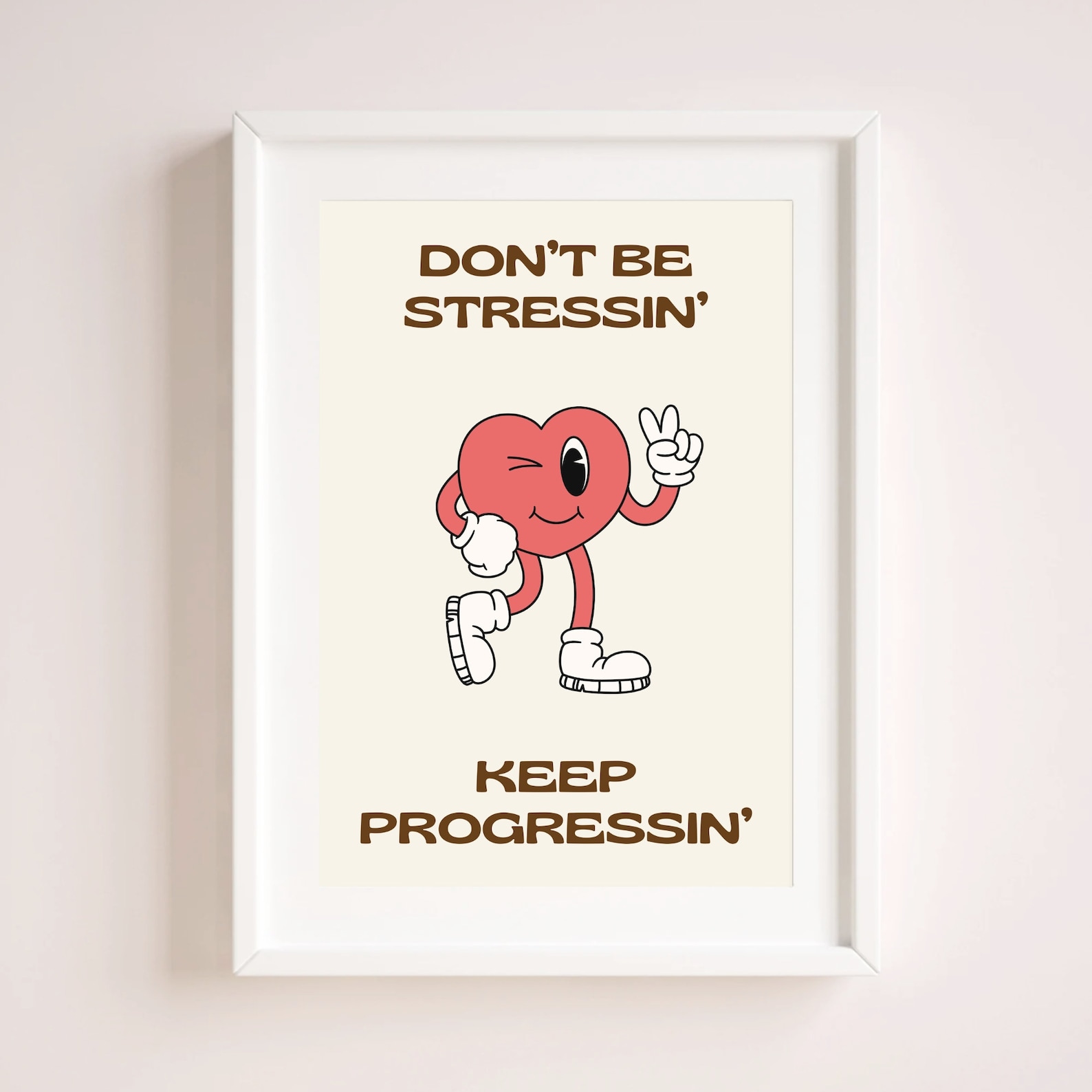 Retro Character Heart Print Quote Fun Cartoon Mascot Poster Vintage ...
