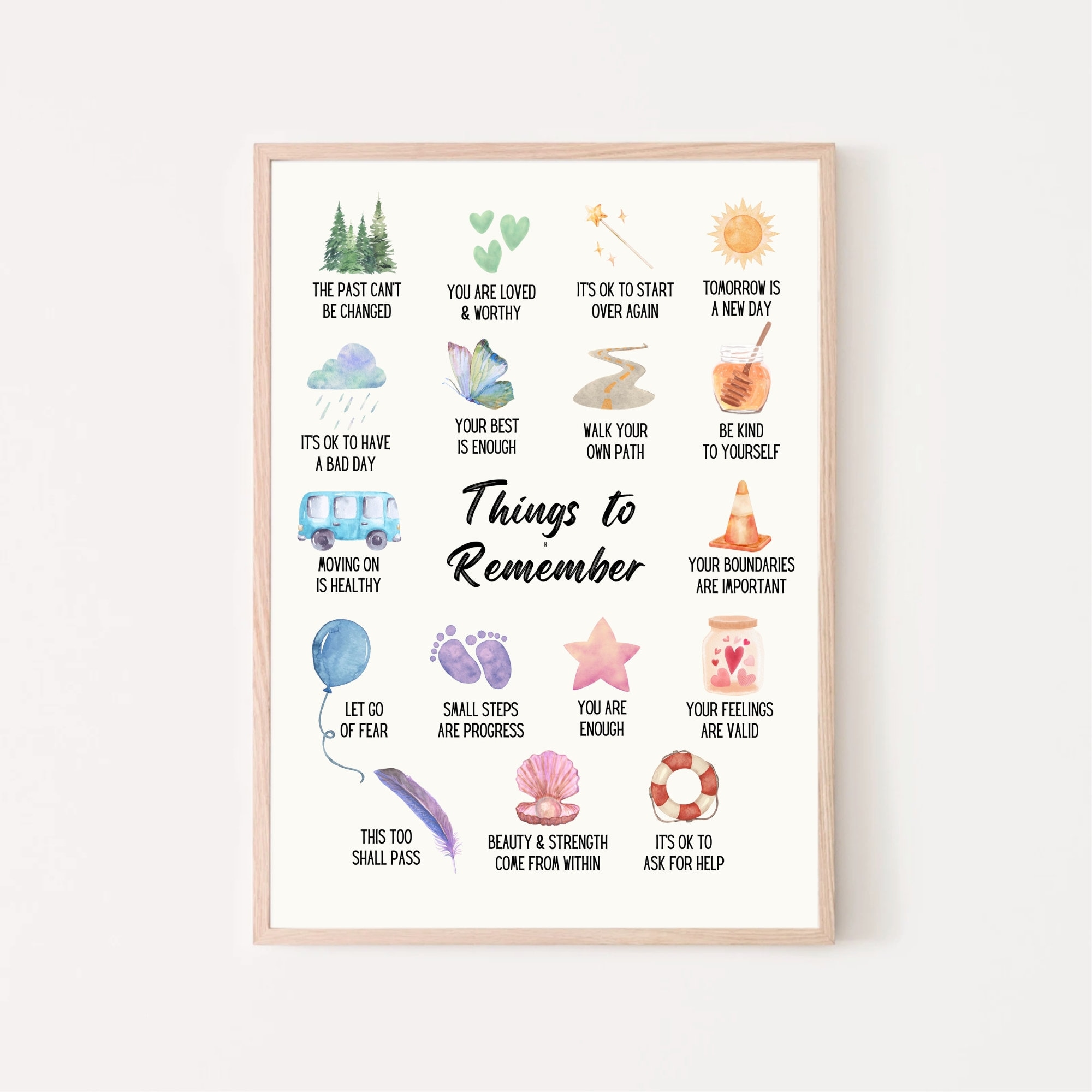 Things to Remember Poster Mental Health Print Self Care Checklist ...