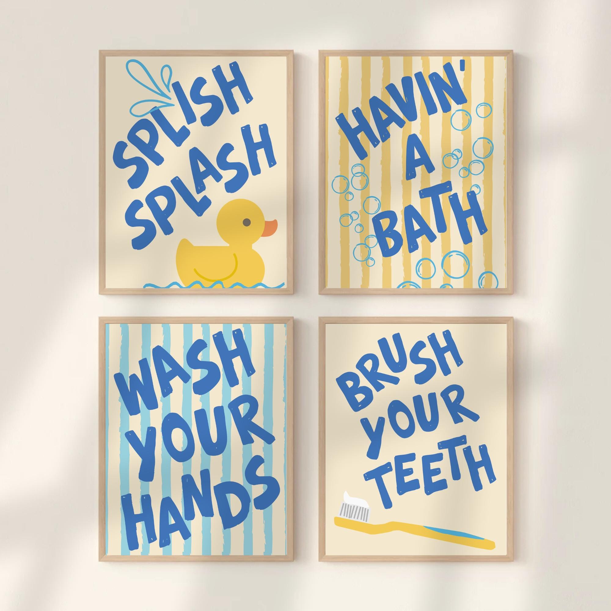 Splish Splash Havin A Bath Rubber Duck Bathroom Print Set of 4 Kids ...