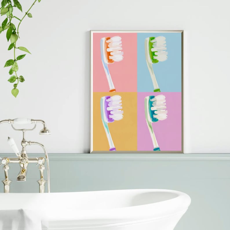 Abstract Toothbrush Art Dental Office Print Dentist Clinic Decor Modern ...