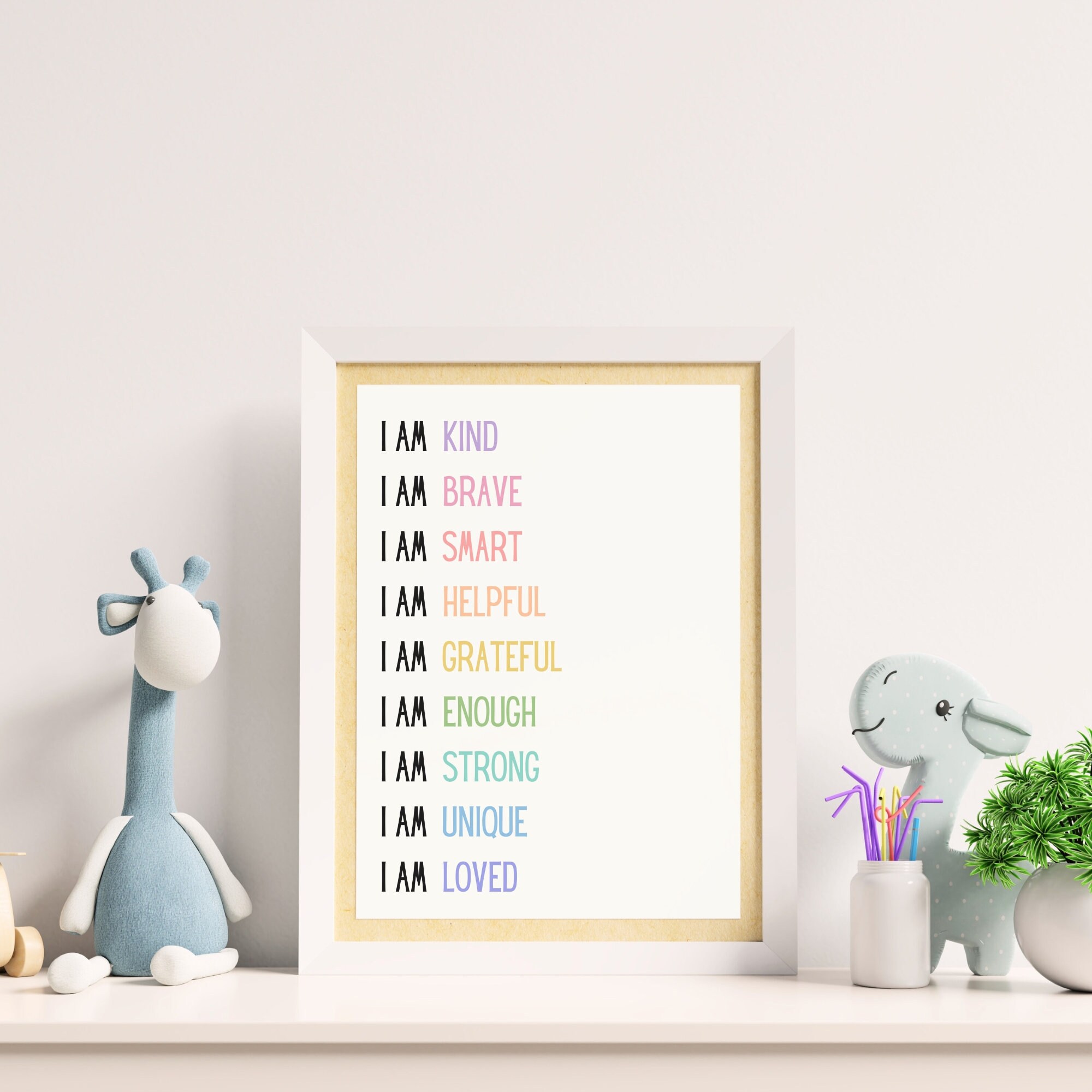 Kids Positive Affirmations Playroom Printable I Am Kind Smart Loved ...