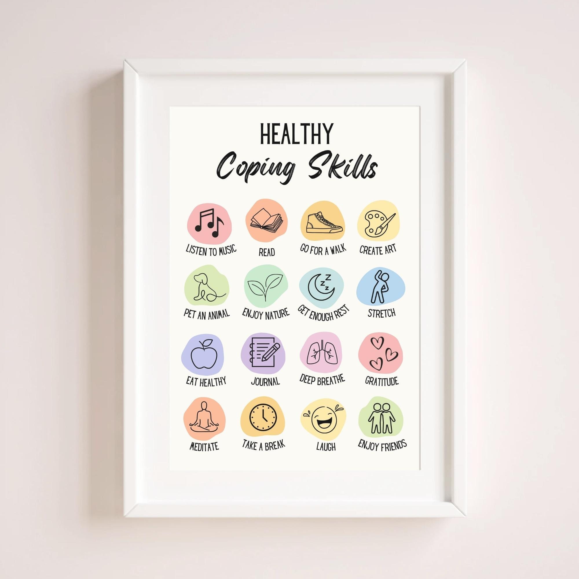 Healthy Coping Skills Poster, Kids Coping Anxiety Strategies ...