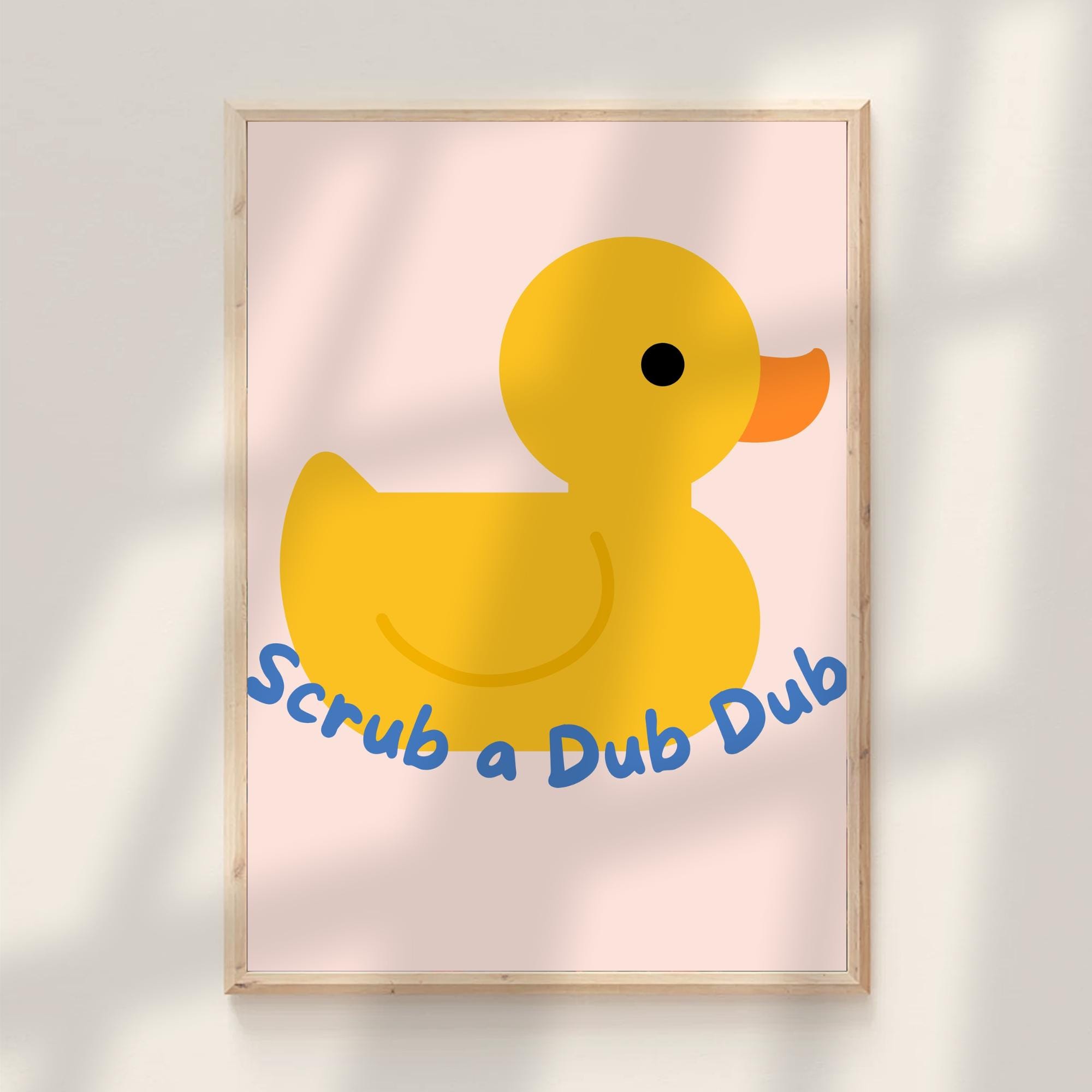 Scrub A Dub Dub Print Rubber Duck Bathroom Wall Art Ducky Bath Time ...