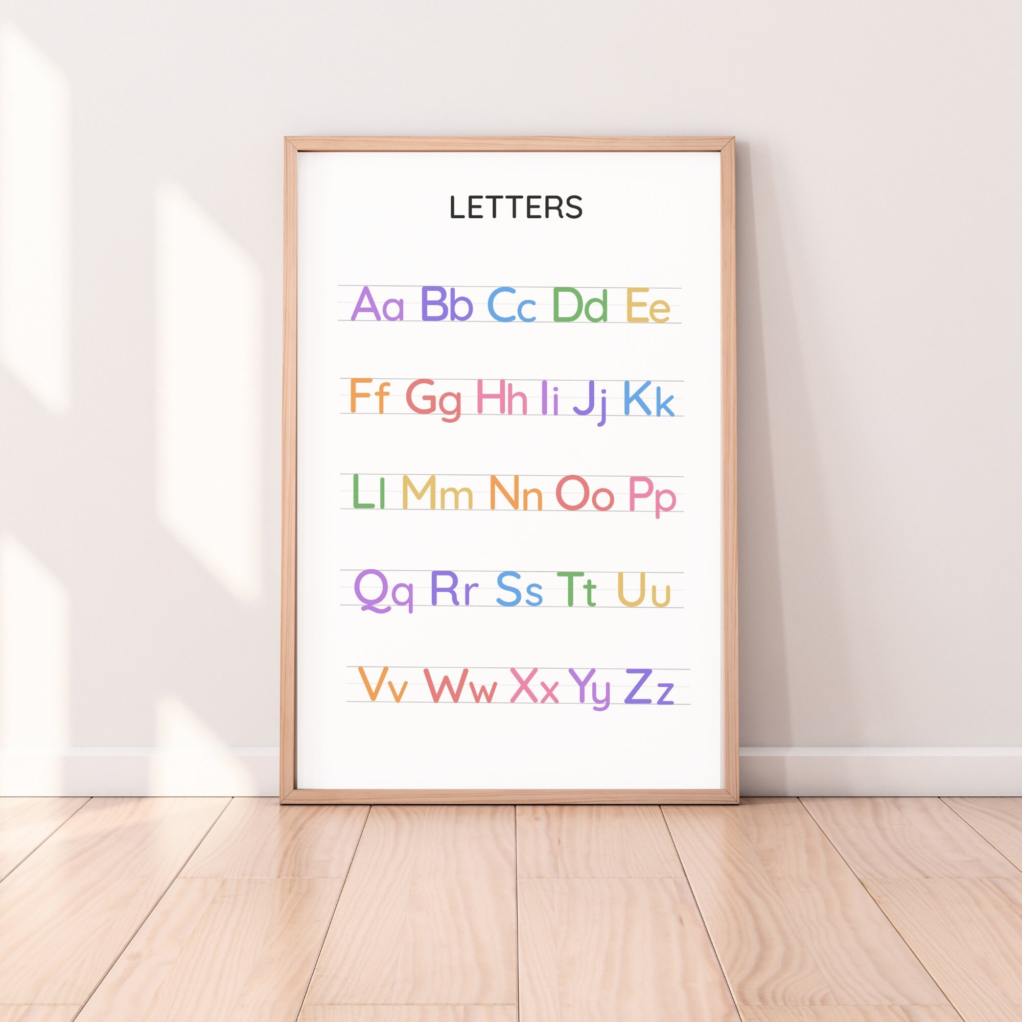 Rainbow Alphabet Poster, ABC Poster, Kids Educational Wall Art ...