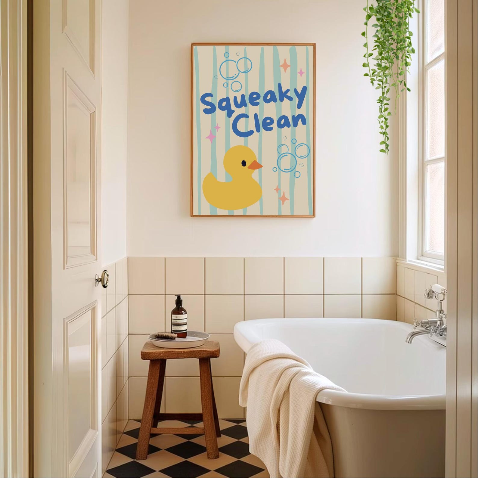 Squeaky Clean Rubber Duck Bathroom Wall Art Playful Colorful Ducky ...