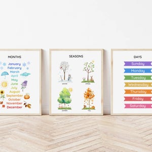 Seasons Months Days Set of 3 Educational Posters Toddler Learning Print ...