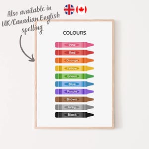 Educational Posters Set of 6 Kids Art Playroom Rainbow Numbers ABC ...