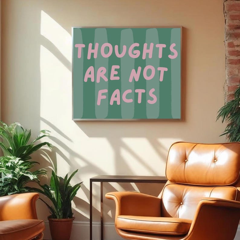 Thoughts Are Not Facts Wall Art Quote Therapy Office Decor Psychology ...