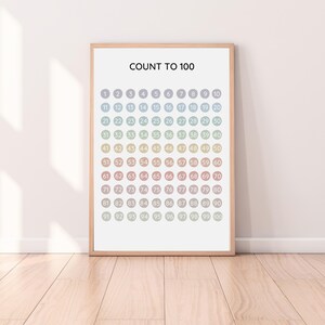 Count to 100 Chart Earth Tones Counting Poster Learn Numbers 1-100 ...