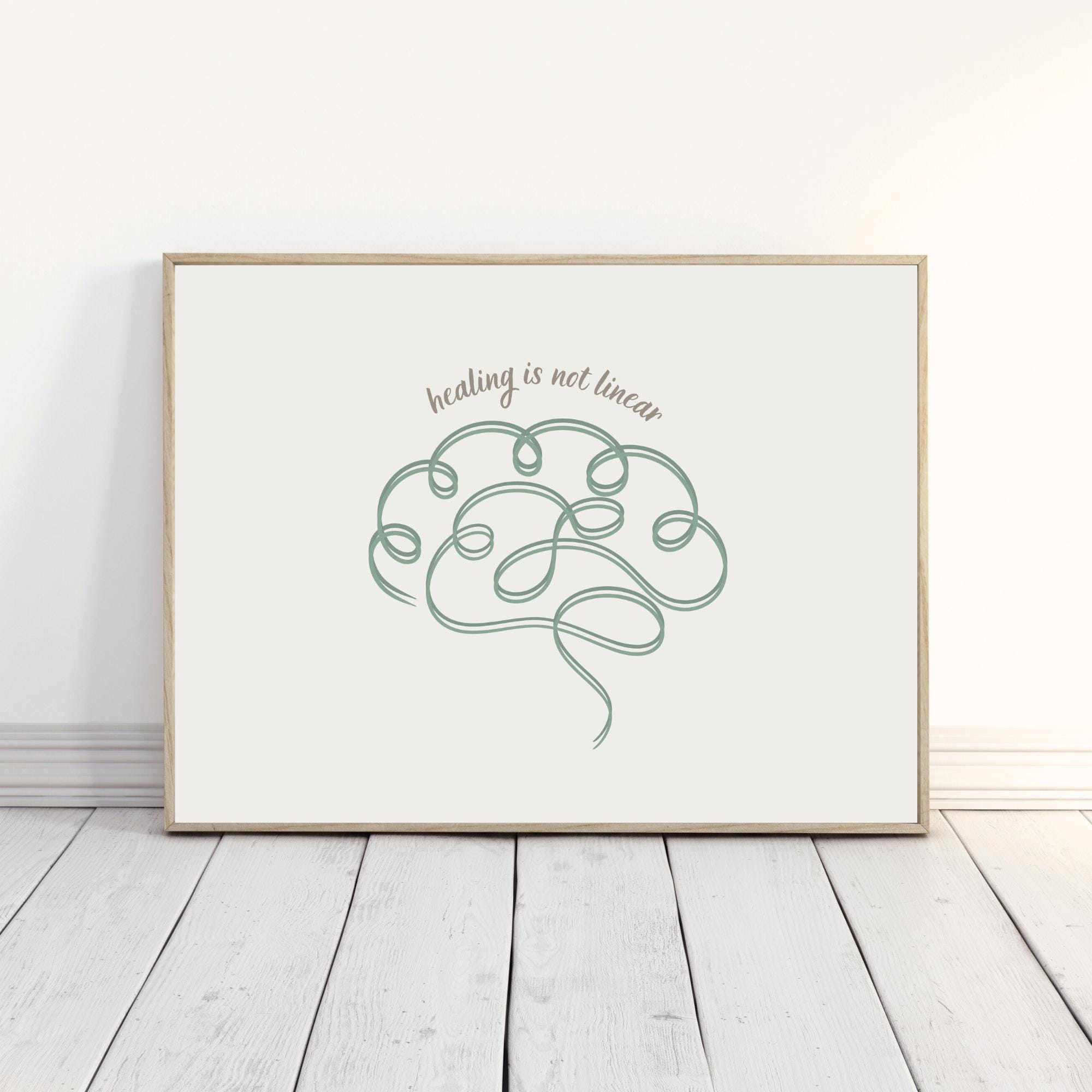 Healing is Not Linear Brain Line Art Psychology Mental Health Therapy ...