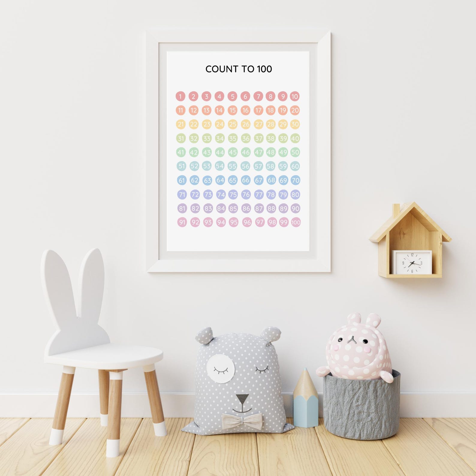 Counting to 100 Chart Count to 100 Poster One Hundred Frame Learning ...