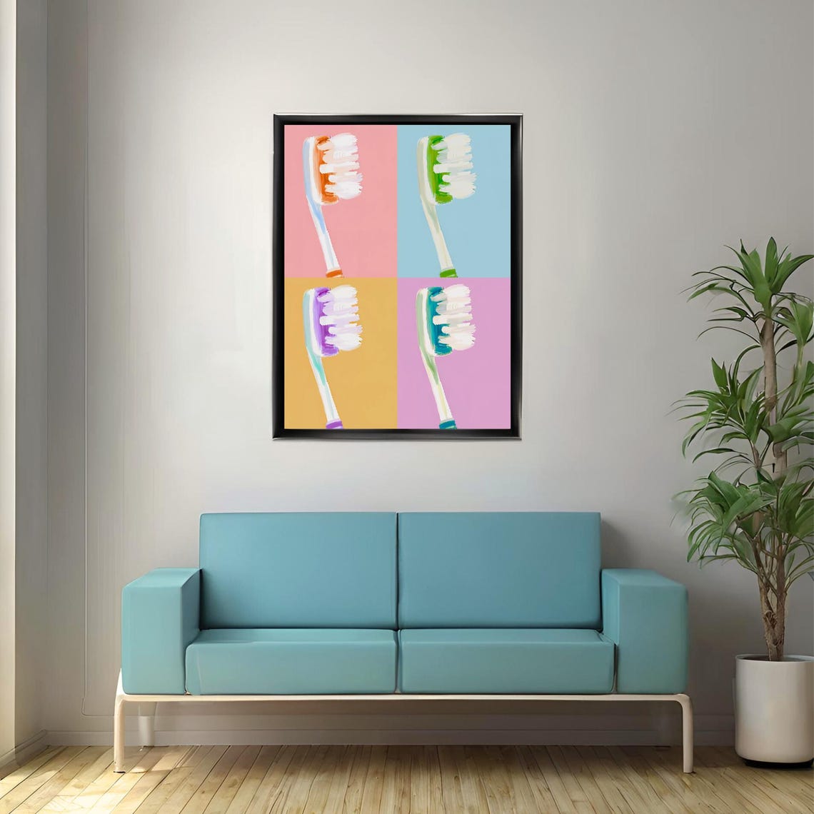 Abstract Toothbrush Art Dental Office Print Dentist Clinic Decor Modern ...