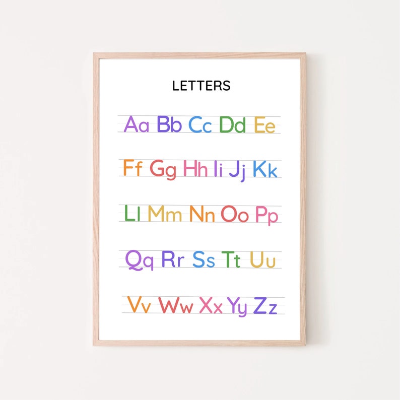 Rainbow Alphabet Poster, ABC Poster, Kids Educational Wall Art ...