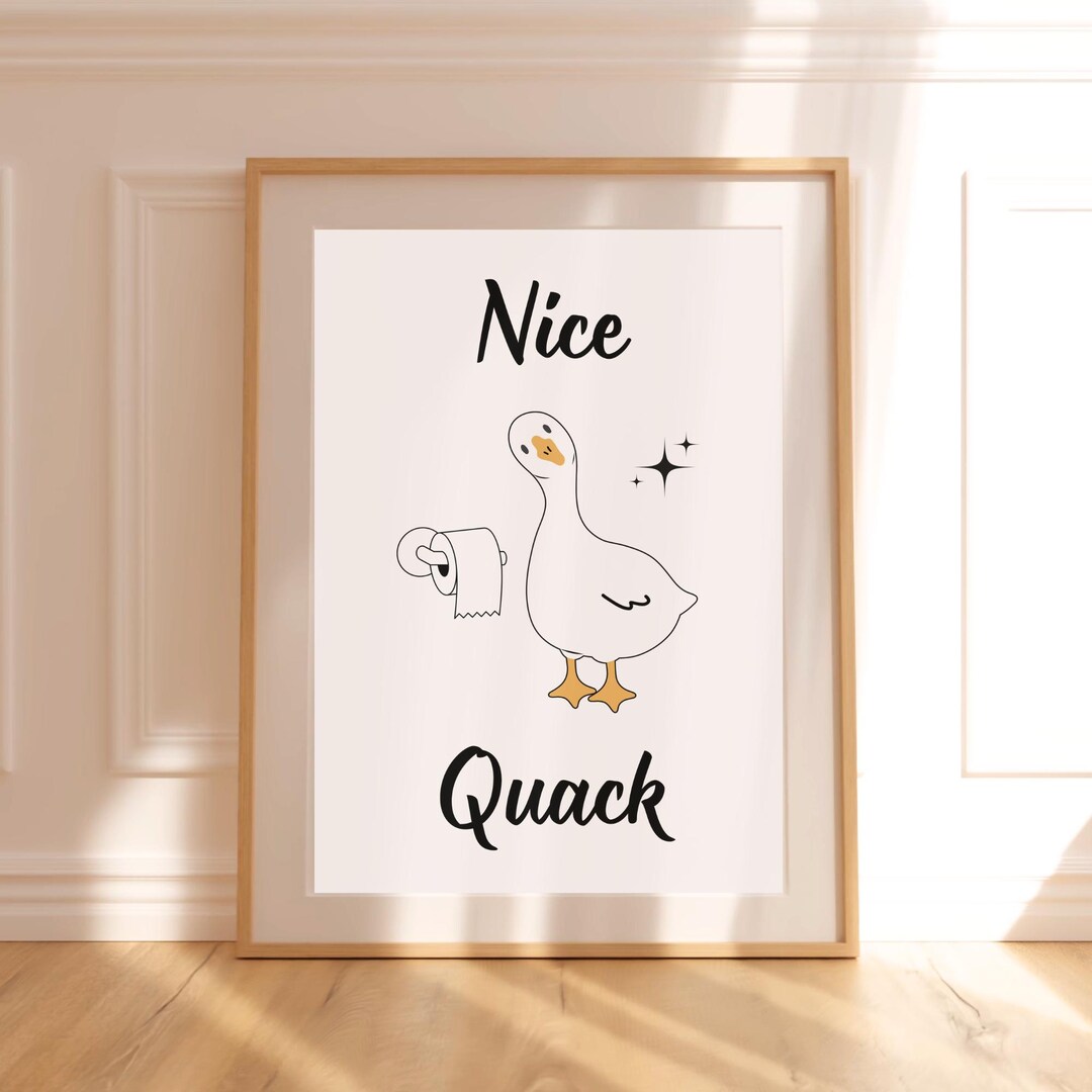 Funny Duck Wall Art Bathroom Duck Print Trendy Aesthetic Toilet Paper ...