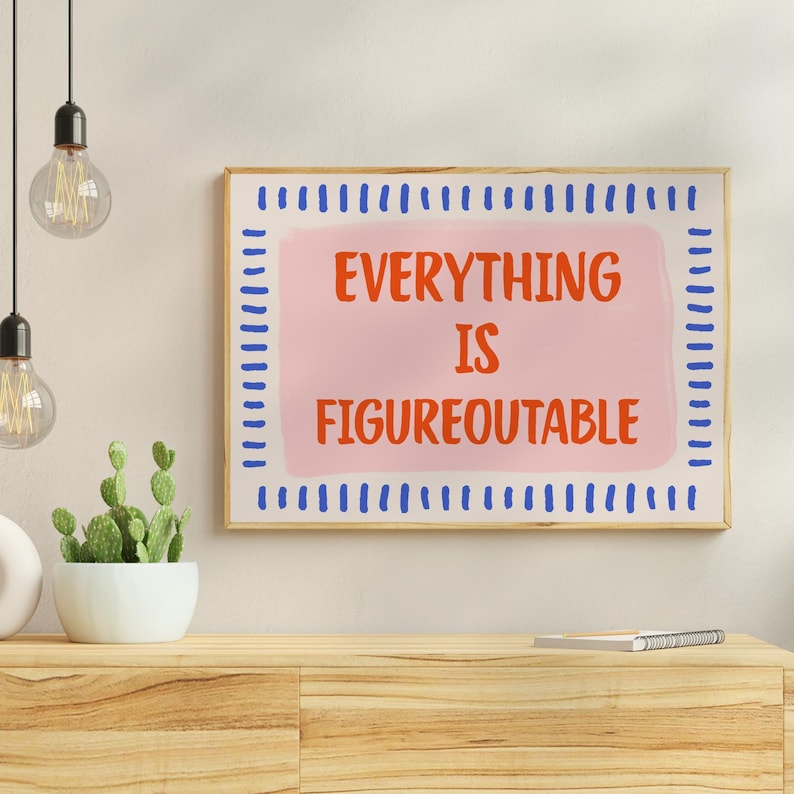 Everything is Figureoutable Uplifting Quote Print Inspirational Wall ...