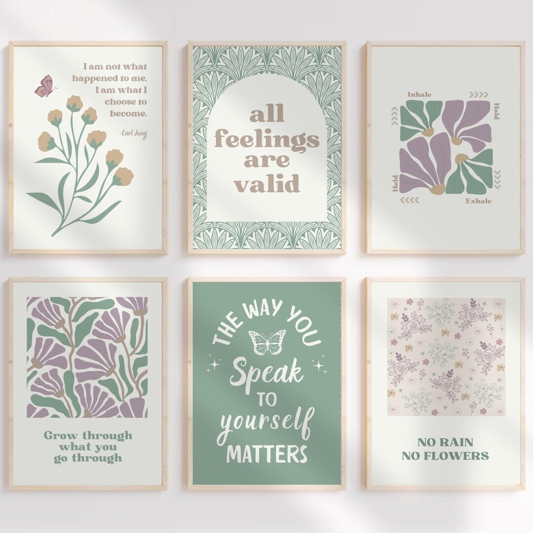 Mental Health Posters Set of 6 Prints Therapy Office Decor Meaningful ...