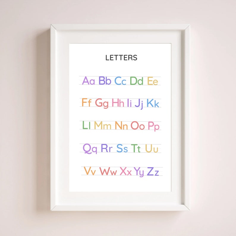 Rainbow Alphabet Poster, ABC Poster, Kids Educational Wall Art ...