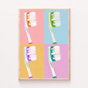 Abstract Toothbrush Art Dental Office Print Dentist Clinic Decor Modern ...
