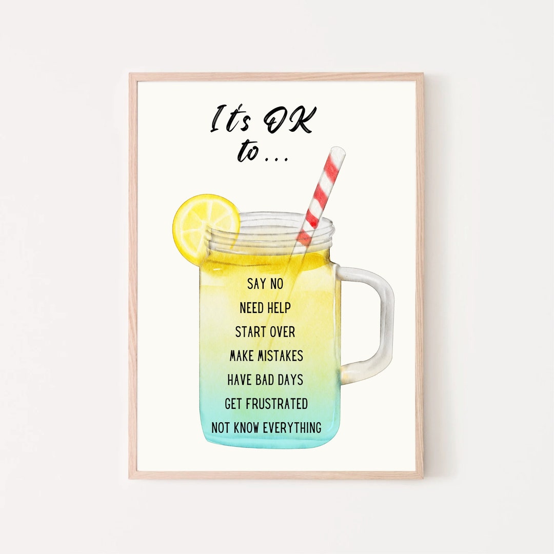 It's OK to Poster Okay to Make Mistakes Mental Health Wall Art Therapy ...
