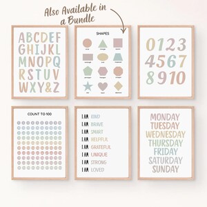 1-10 Neutral Numbers Educational Poster Count Print Kids Playroom Decor ...