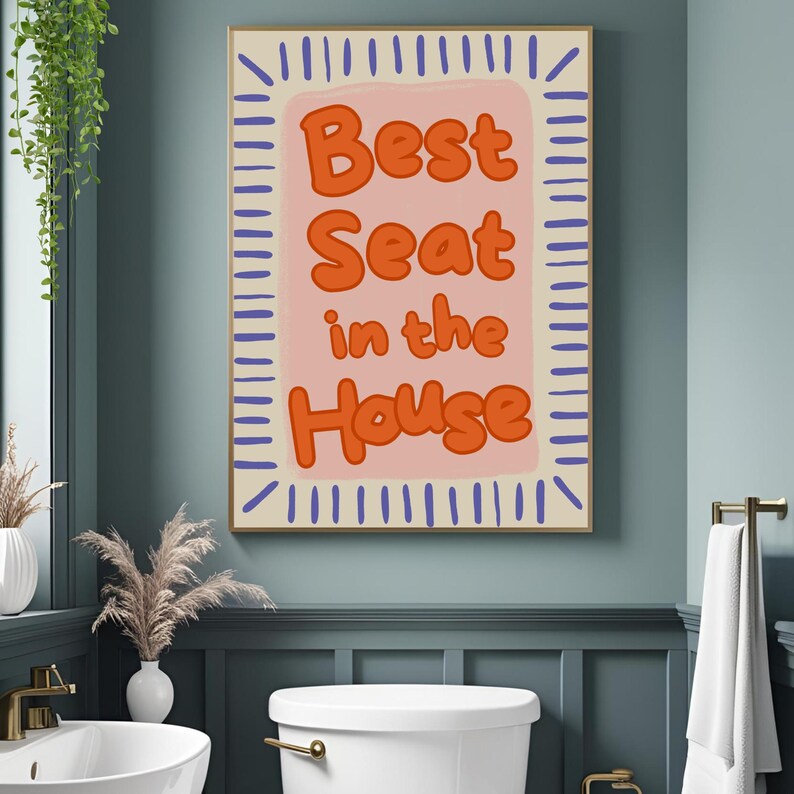 Best Seat in the House Funny Bathroom Print Cute Kids Toilet Wall Art ...