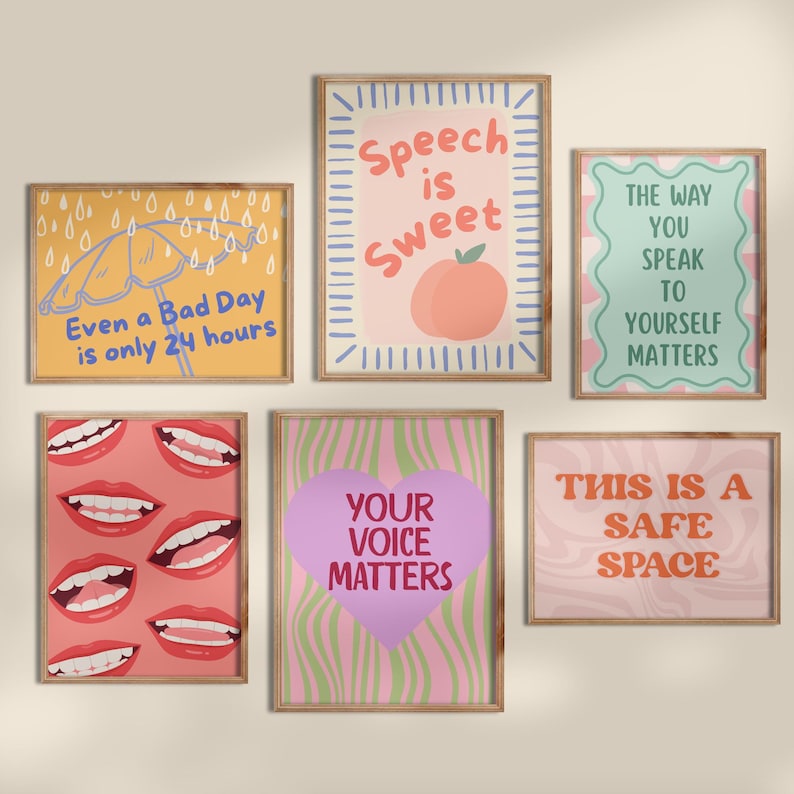 Speech Therapy Poster Set of 10 SLP Wall Art Speech Room Sign SLP ...