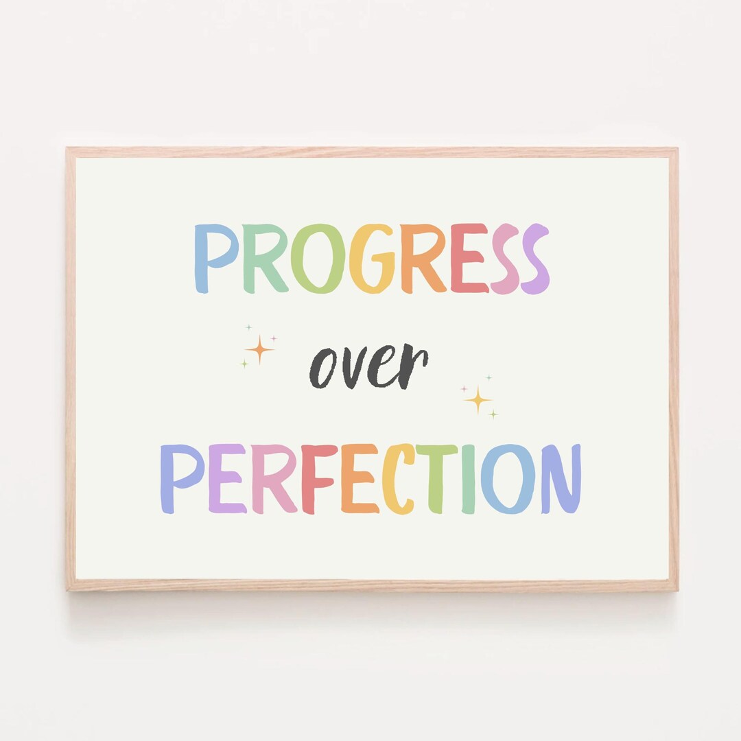 Progress Over Perfection Poster Inspirational Growth Mindset Office ...