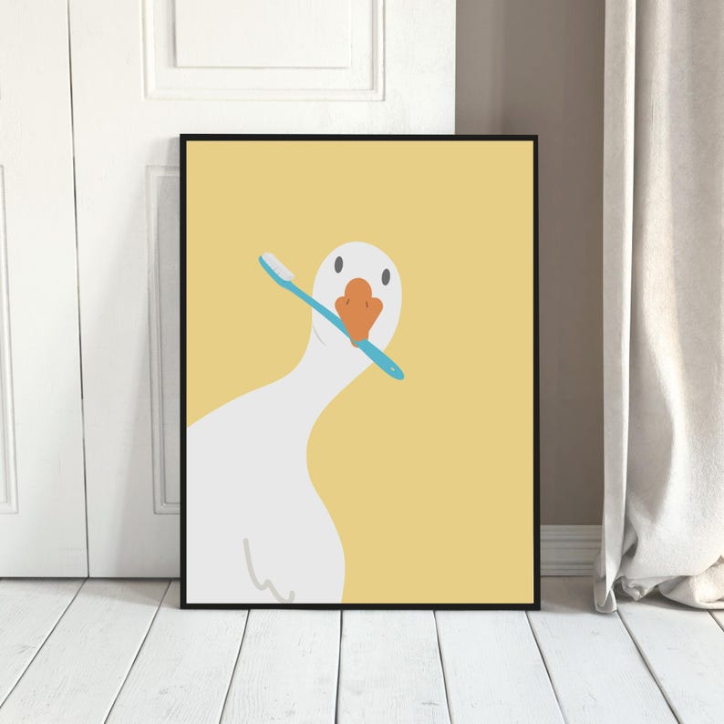 Bathroom Duck Art Set of 6 Rubber Ducky Prints Splish Splash Scrub A ...