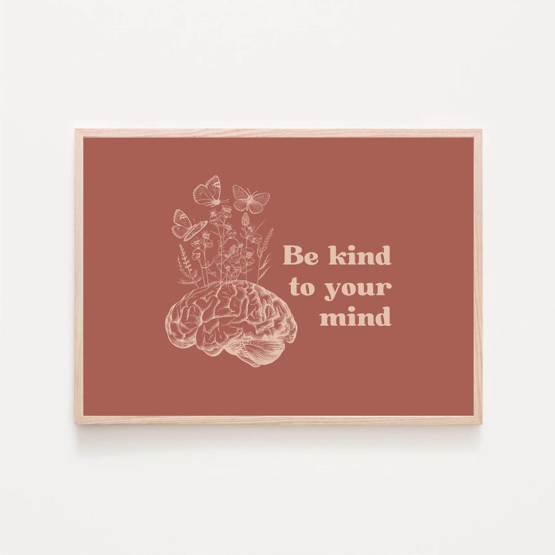 Be Kind to Your Mind Retro Print Vintage Therapy Office Decor Mental ...