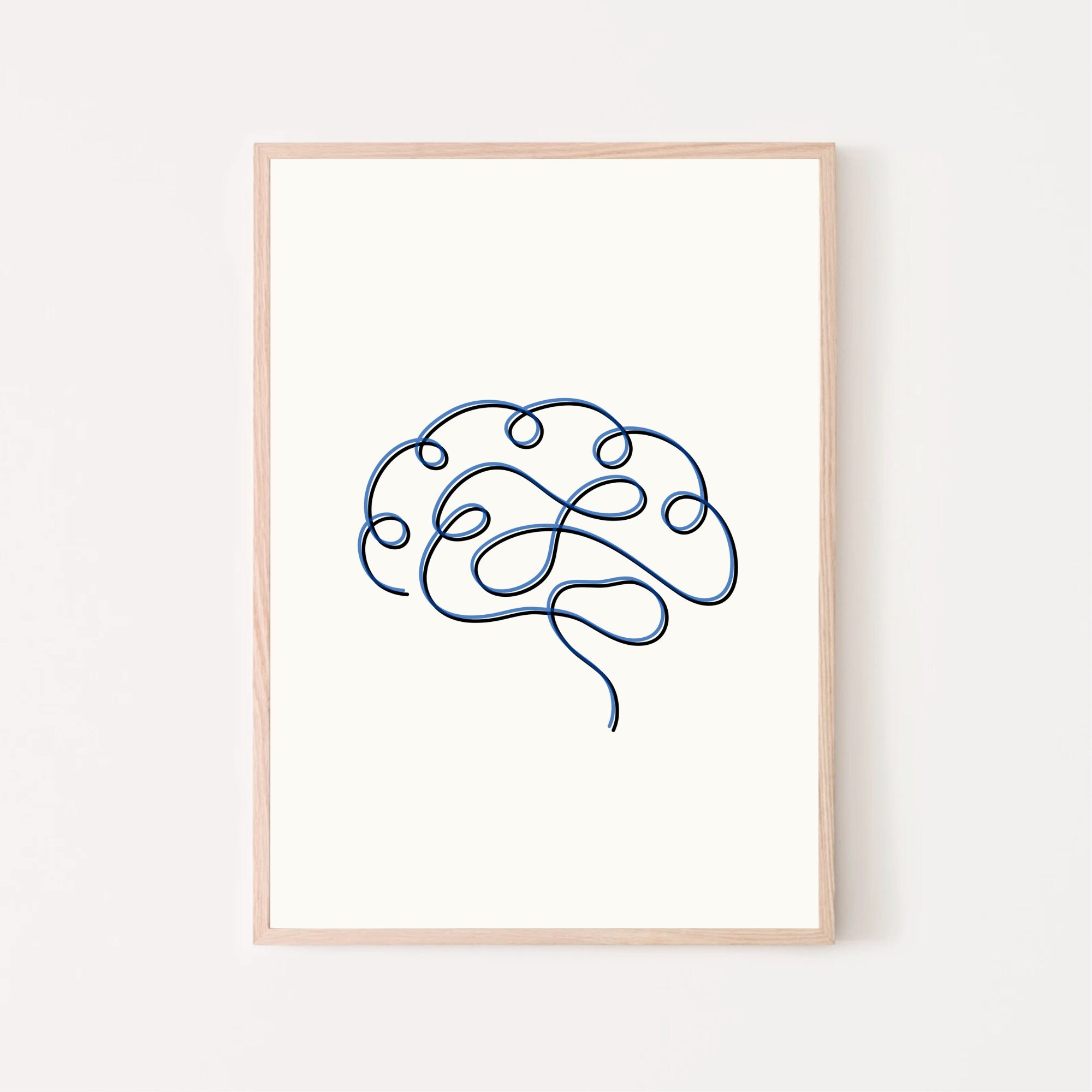 Brain Art Print Line Drawing Therapy Counseling Office Decor Psychology ...