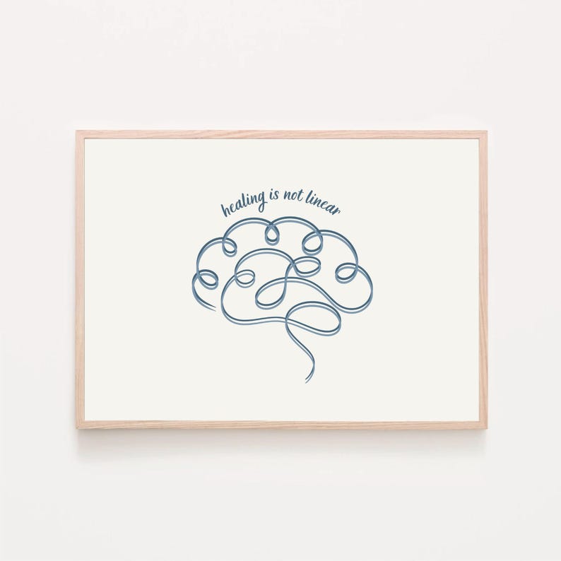 Healing is Not Linear Brain Line Art Psychology Mental Health Therapy ...